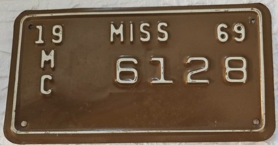 Mississippi 1969 MOTORCYCLE License Plate HIGH QUALITY # 6128 | eBay