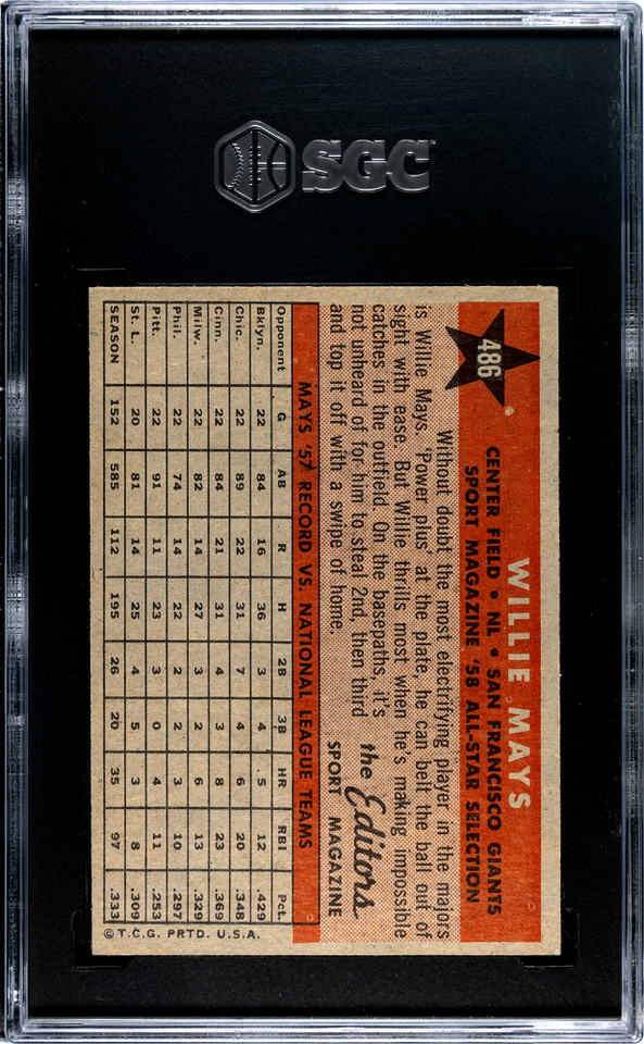 1958 Topps Willie Mays #486 All Star SGC 6 | eBay