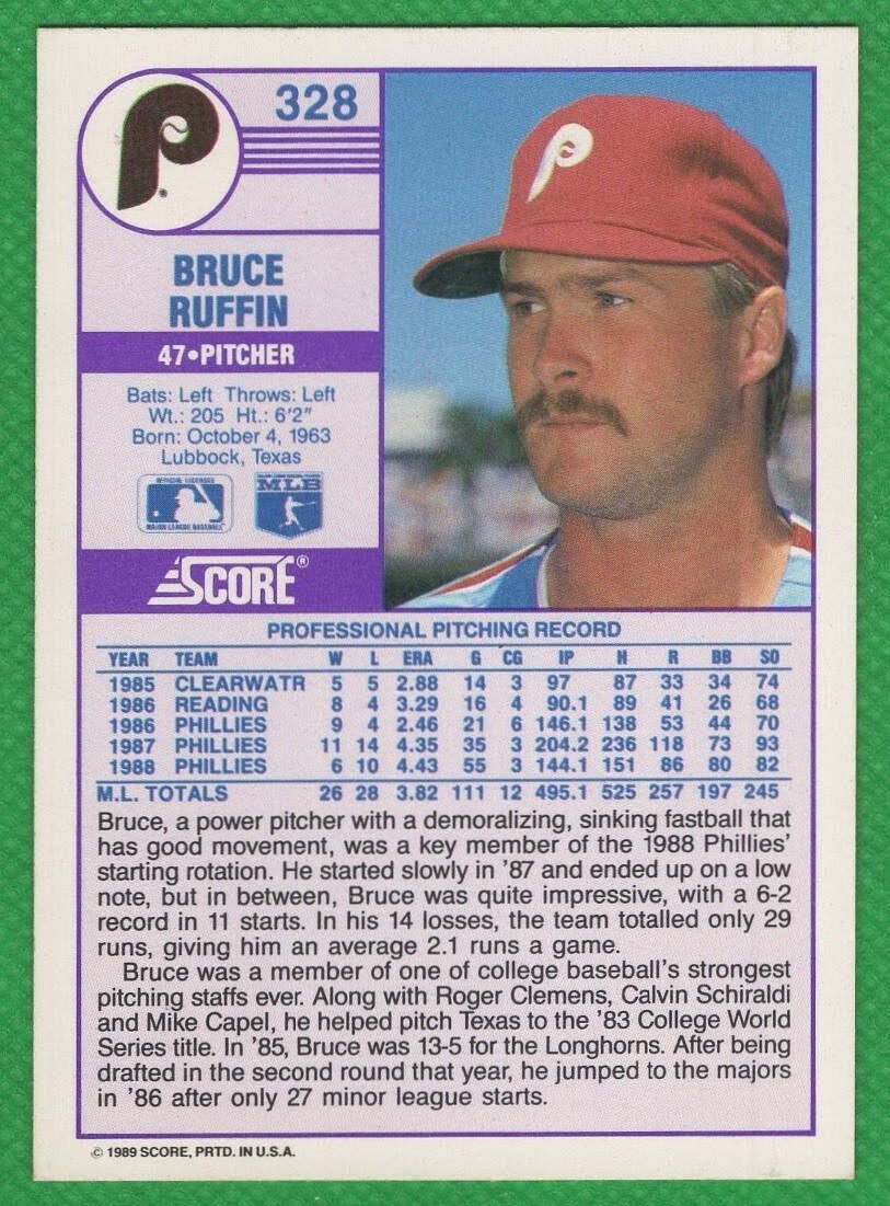 1989 Score - #328 Bruce Ruffin for sale online | eBay