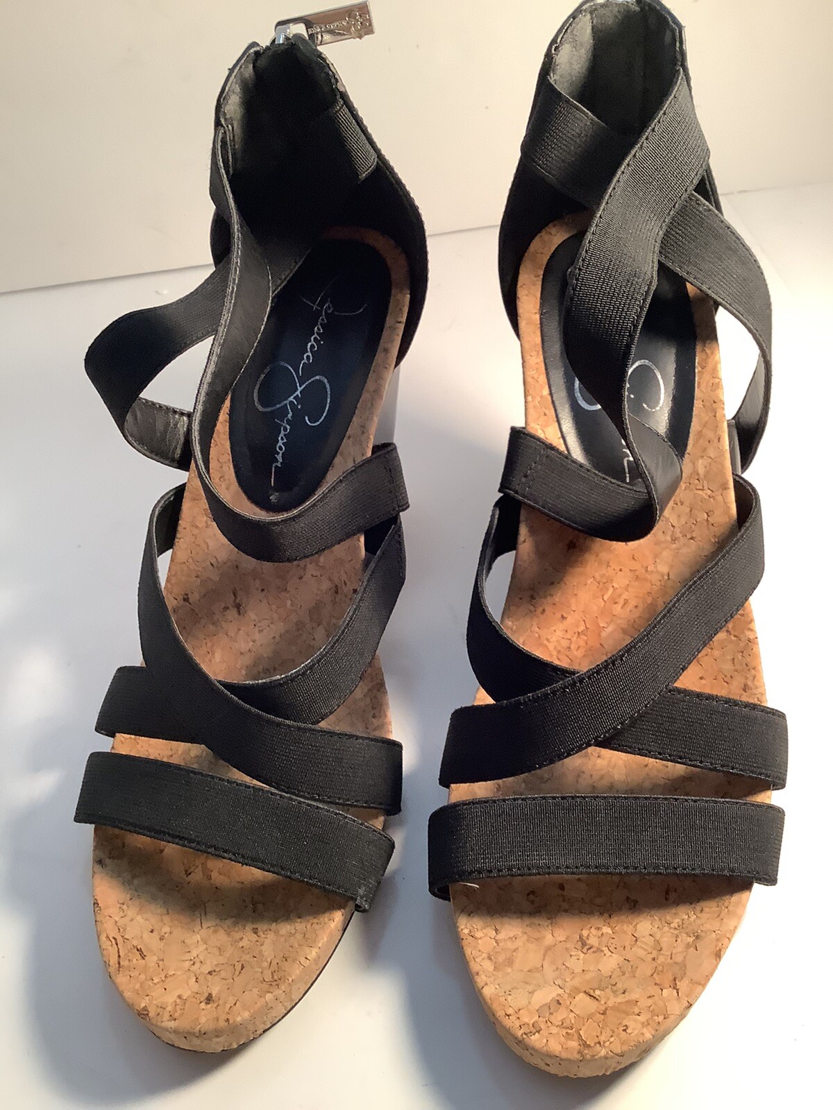 Jessica Simpson Black Patent Catalina Wedge Sandal S8… - Gem