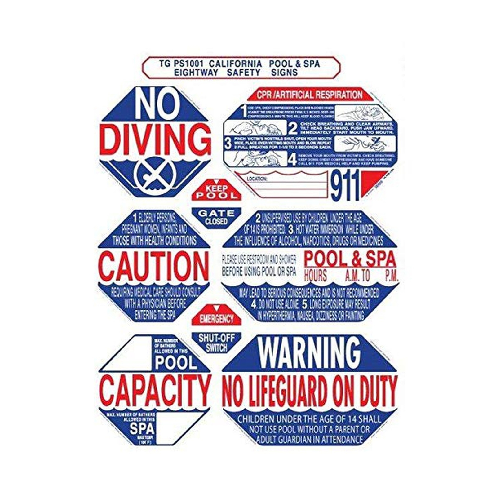 Traffic Graphix TGPS1001 California Pool and Spa 8-Way Safety Sign | eBay