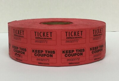 Raffle Ticket Roll Double Coupon Carnival Festival, Red, Office Depot ...