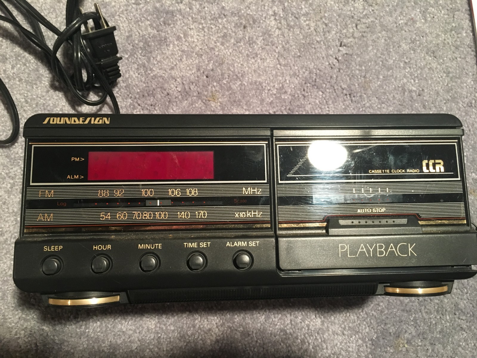 Soundesign AM/FM Clock Radio Cassette Player Model 3827 BLK | eBay