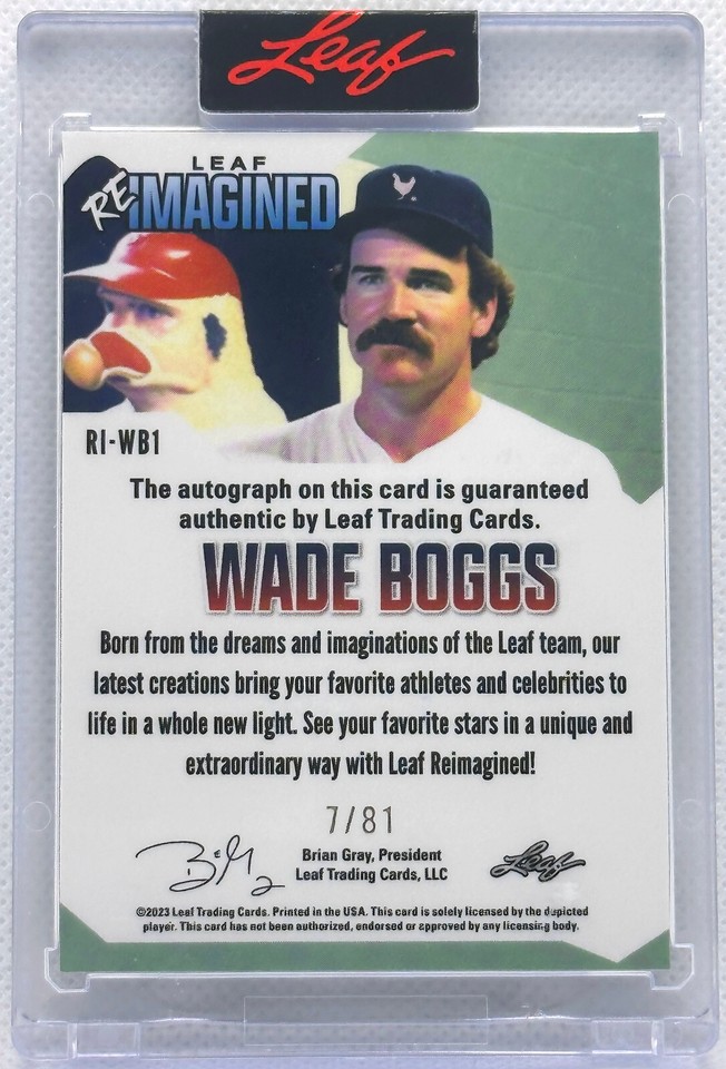 2023 LEAF REIMAGINED WADE BOGGS SIGNED 2023 AUTOGRAPH 7/81 CARD #RI-WB1 ...