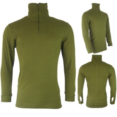 British Army Style Norwegian Shirt Thermal Top Mens Green Cold Weather ...