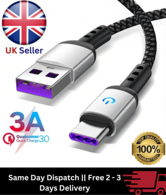 Type C Long Lead USB-C Cable Fast Charging Heavy Duty Phone Charger ...