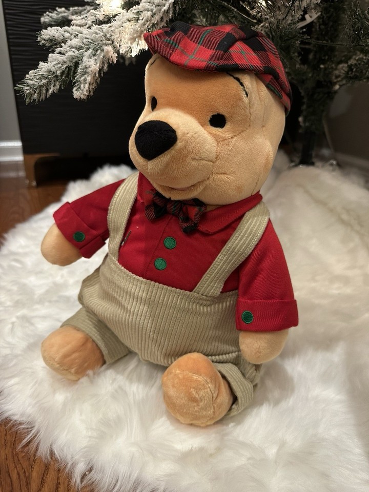 Disney Christmas 15” Plush Dapper Winnie The Pooh Bear In Festive ...
