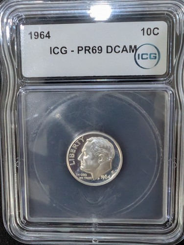 1964 (P) Roosevelt Silver Proof Dime PR69 DCAM!!! Certified Gem By ICG ...
