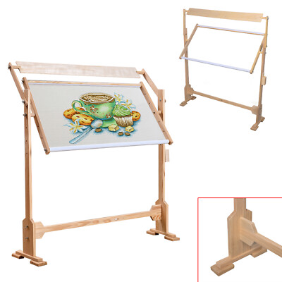 Needlework Adjustable Embroidery Stand Wooden Frame Cross Stitch Floor ...