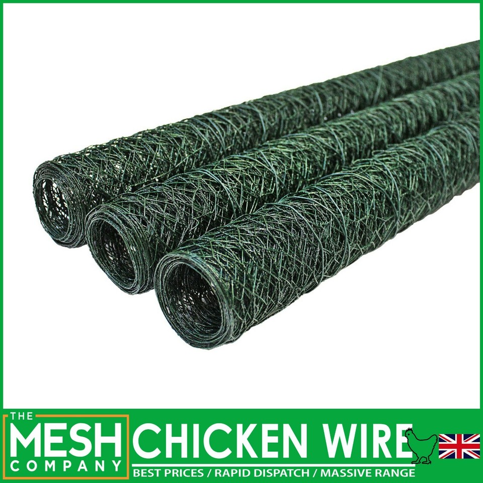 The Mesh Company PVC Green Chicken Wire Netting Mesh Fencing | 5m & 10m ...