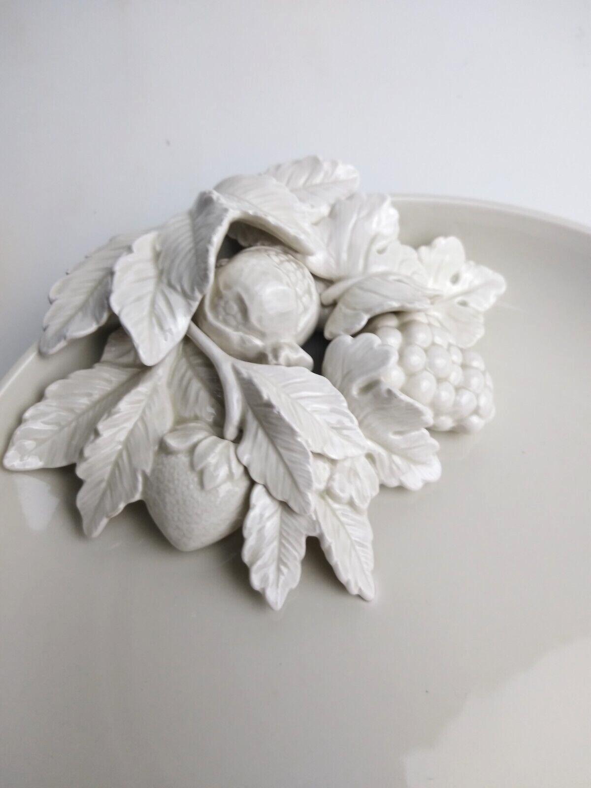 Vintage Fitz & Floyd White Ivory Serving Plate 3D Fruits & Leafs 1977 ...