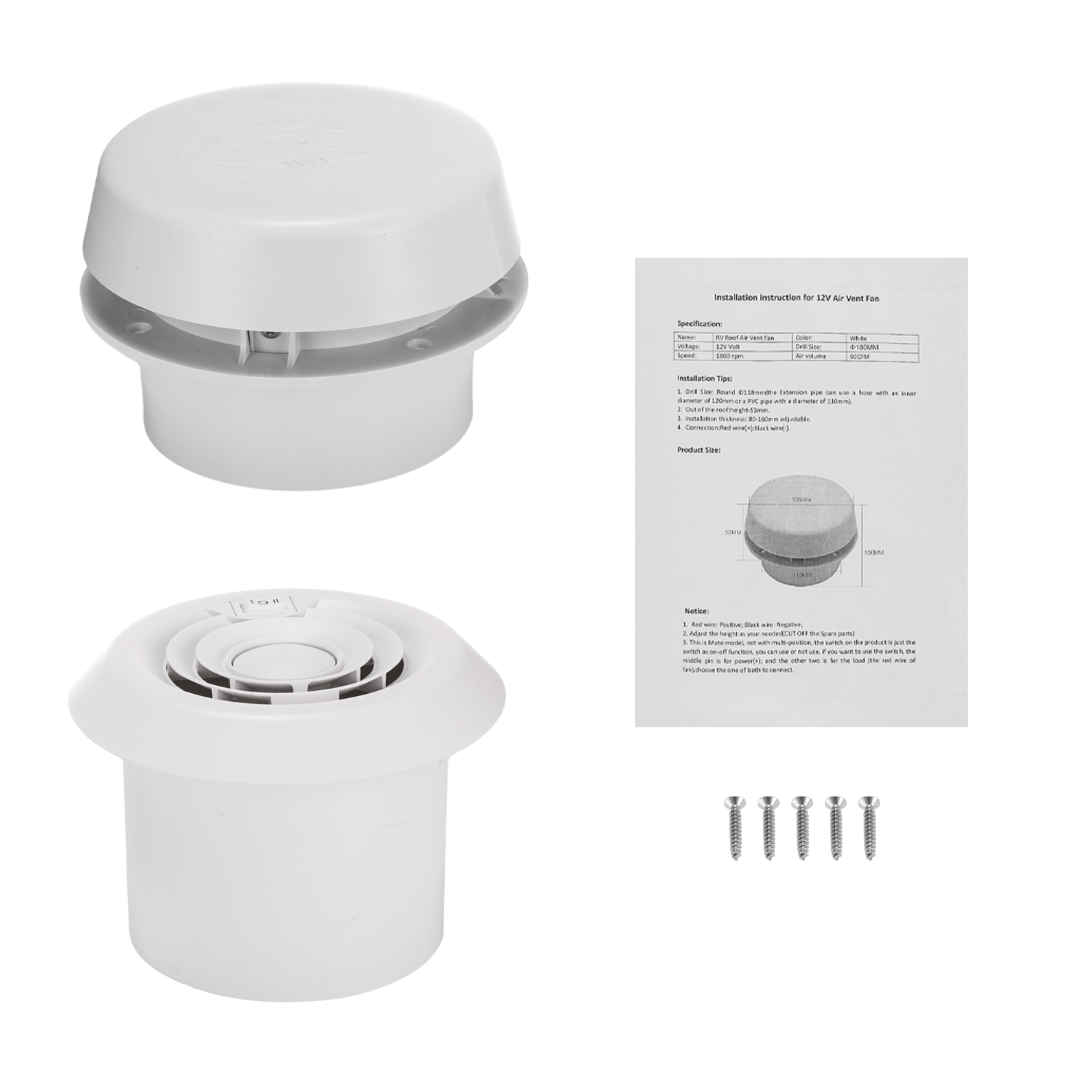 12V Roof Vent Fan Camper Van Motorhome RV Caravan Skylight Vent | eBay UK