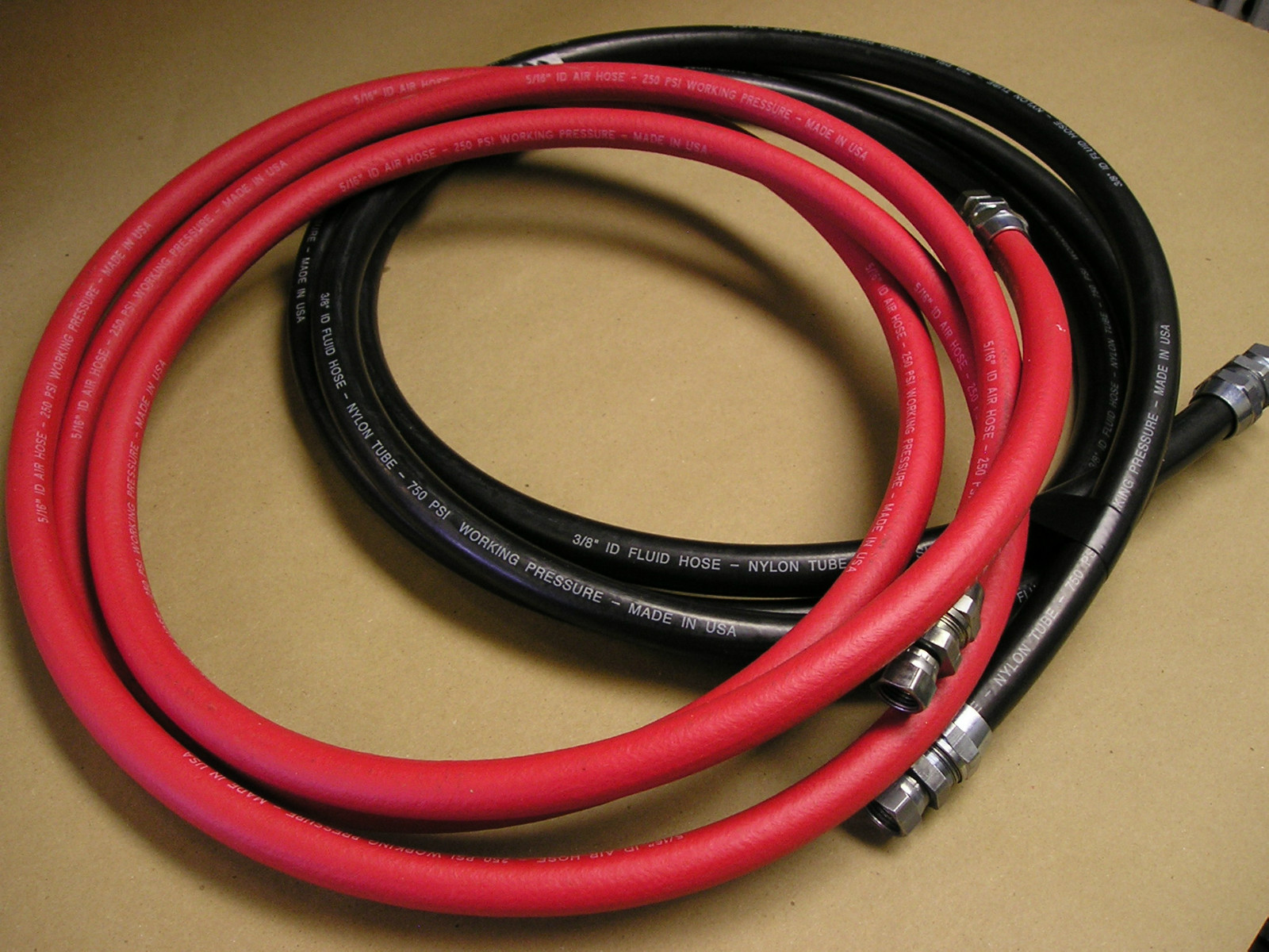 BINKS , CONTITECH 25'. LOW PRESSURE HVLP 1/4" PAINT 1/4"AIR HOSE ASSY W ...