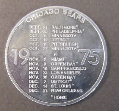 1975 CHICAGO BEARS Football Schedule Coin Pinch Scotch SPINNER Token | eBay