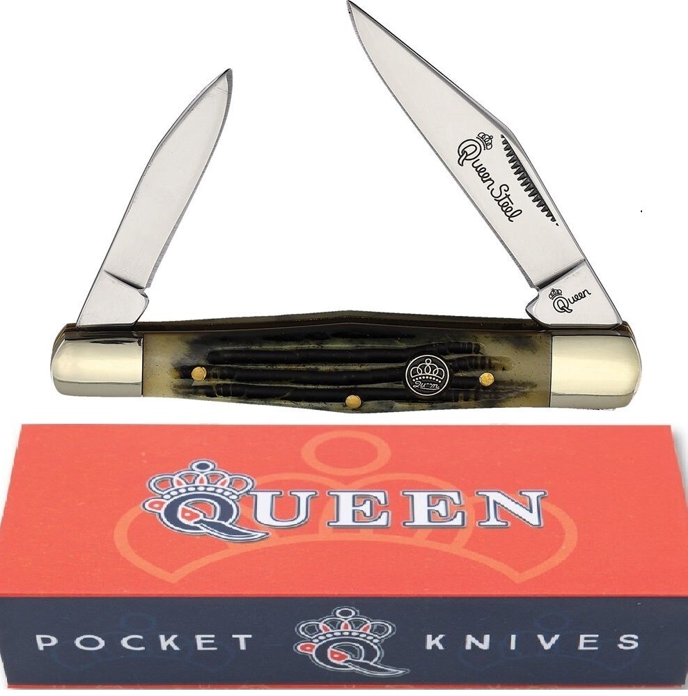 Queen pocket Knife Half Whittler Winterbottom bone handle with Display ...