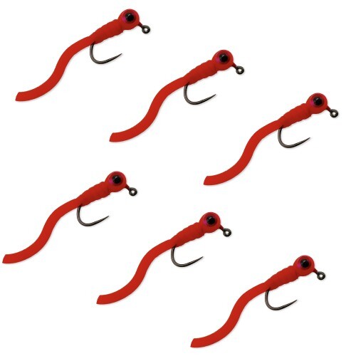 Gilbert's Squirmy Worm 6 Pc Set - Red #10 Fly Fishing Flies for Trout ...
