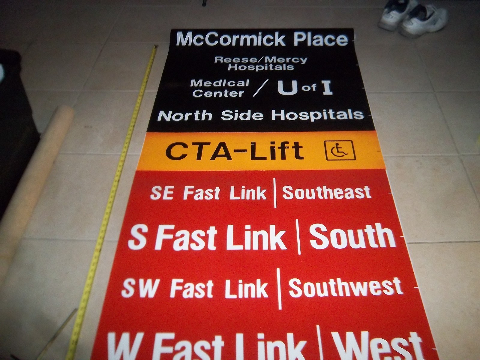 15 FT LONG CHICAGO SUBWAY ROLL SIGN CTA SOLDIER FIELD I OF U MEDICAL ...