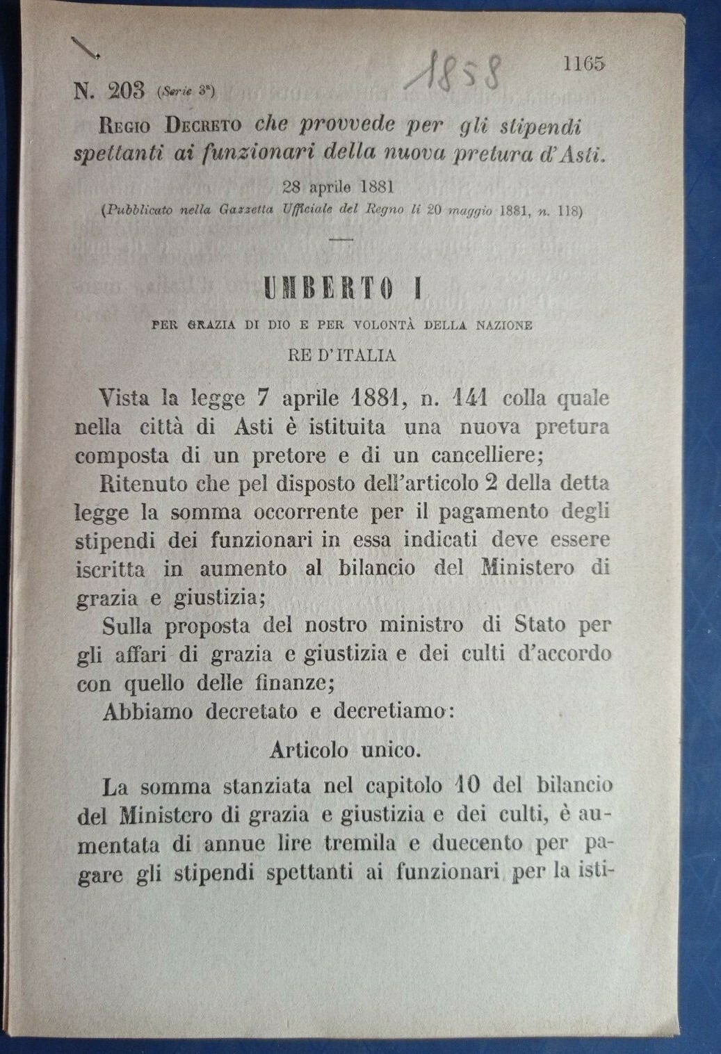 Asti, Royal Decree That Provides Gory Salaries Of Officials New PRETURA ...