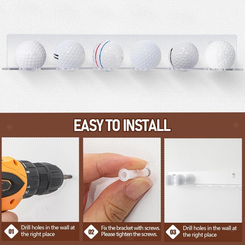 Golf Ball Wall Mount Display Rack Accessory Multipurpose Sturdy 12x2 ...