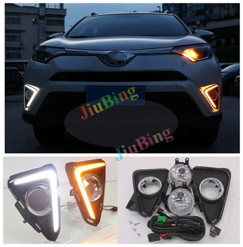 For Toyota RAV4 2016-2018 LED Driving Fog Lights DRL Daytime Running ...