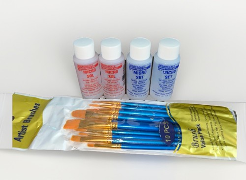 Microscale Decal Pro Kit: 2x Micro Set, 2x Micro Sol + 10pc Brush Set ...