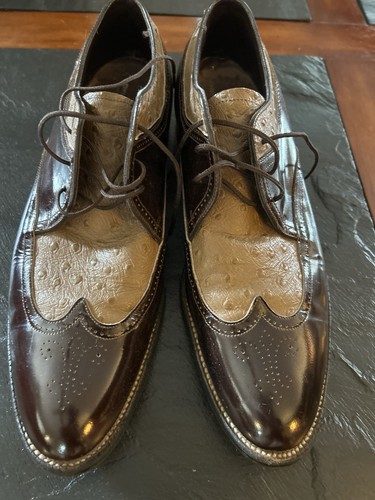 mens Thom Mcan two tone ostrich design wingtips 11.5 brown and tan | eBay