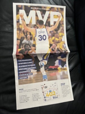 GSW 5/11/2016 Steph Curry MVP Unanimous SF Chronicle Newspaper New ...