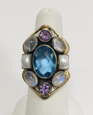 Estate Nicky Butler Designer Gold Tone Multi Gemstone Style Ring Sz6.25 ...