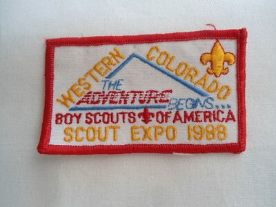 VINTAGE BSA BOY SCOUT EXPO Patch WESTERN COLORADO 1988 ADVENTURE BEGINS ...