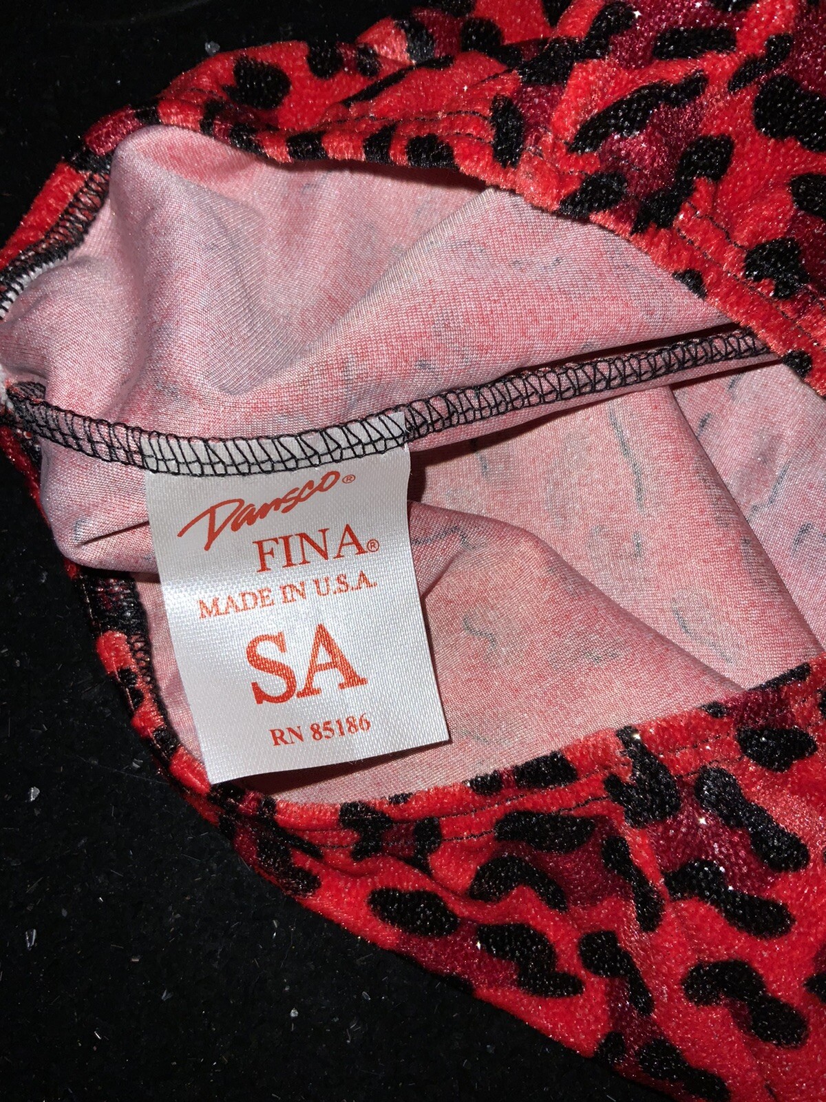 Dansco Sm Adult Red Black Leopard Print Net & Sequin Trim Hiphop Jazz ...