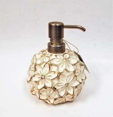 NEW RAYMOND WAITES BEIGE+GOLD 3D POINSETTIA FLORAL RESIN SPHERE SOAP ...