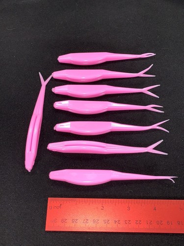35ct 5” bubblegum pink Super Fluke jerk shad soft Plastic Split Tail ...