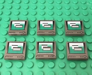 Lego 6 Dark Gray Tile 2x2 Computer Monitor Pattern with White Power ...