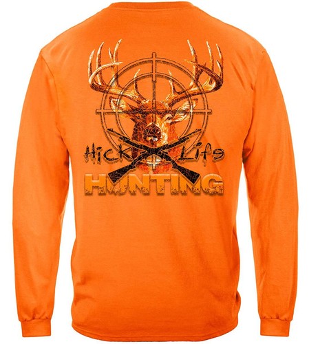 Hunting Hick Life 100% Cotton Safty Orange Long Sleeves T-Shirt Large ...