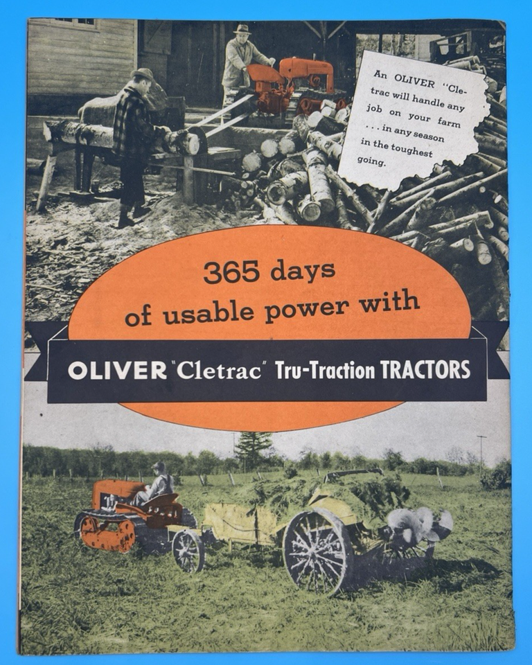 Vintage Oliver Cletrac Tru-Traction Tractions Pamphlet Ad Farming ...