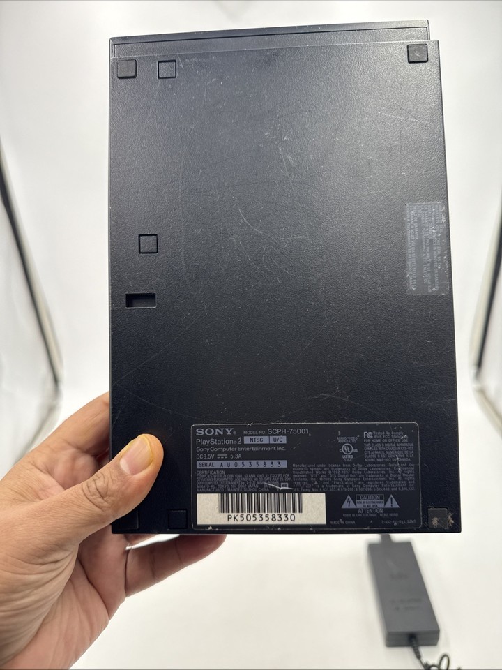 Sony PlayStation 2 PS2 Slim Black Console ONLY SCPH-75001 W Power Cord ...