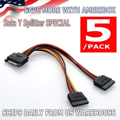 (5-Pack) SATA Power 15-pin Y-Splitter Cable Adapter 5X | eBay