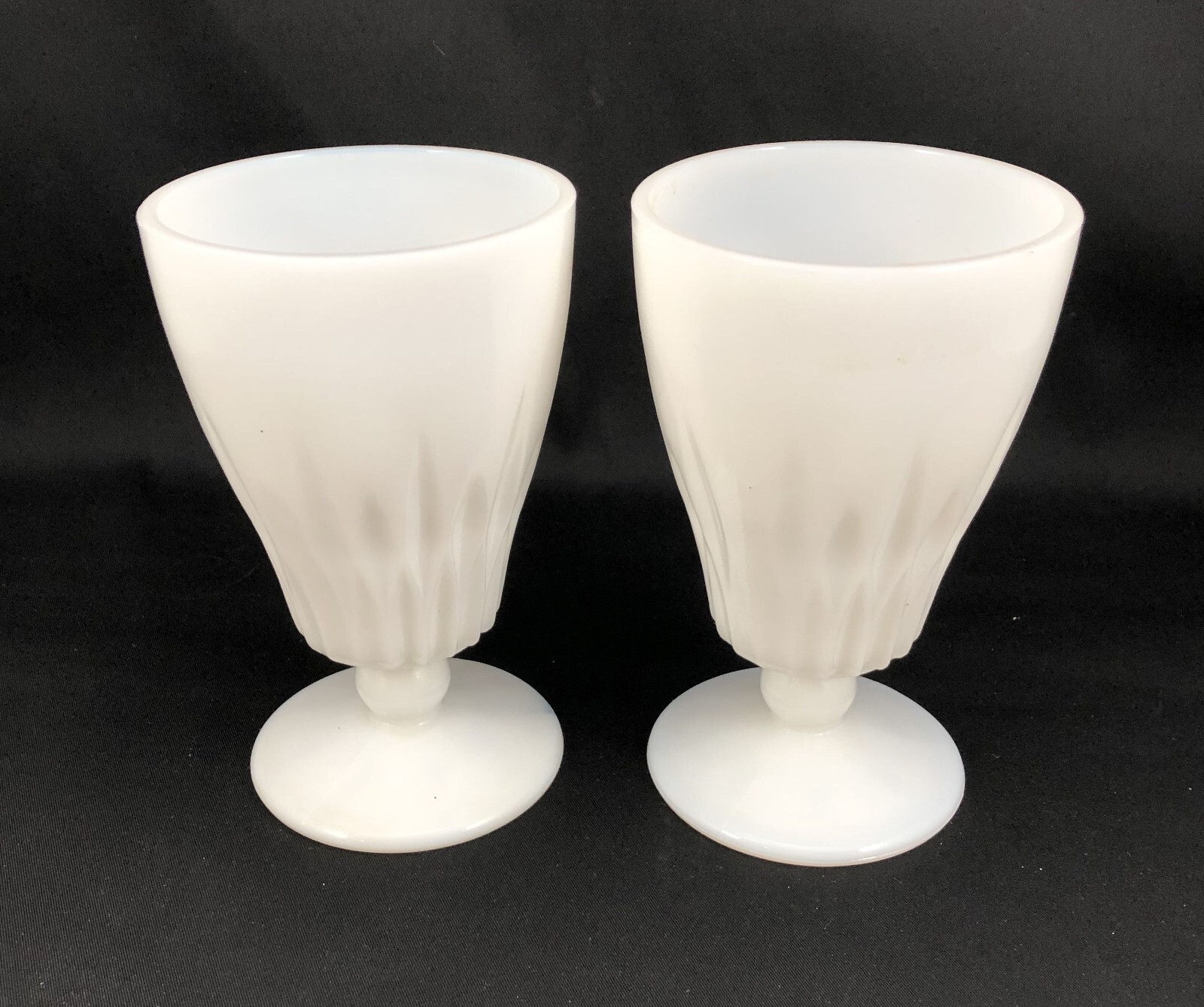 Set of 2 Vintage Hazel-Atlas Starlite Milk Glass Footed Iced Tea ...