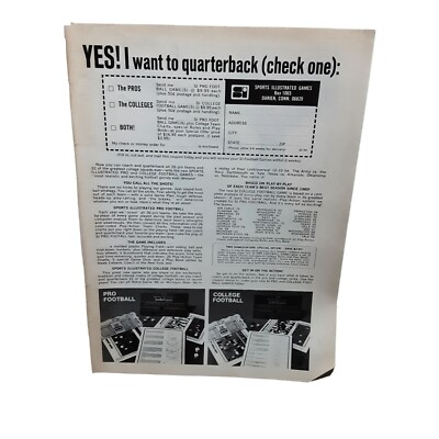 1972 Sports Illustrated Football Game Original Print Ad Vintage 70s | eBay