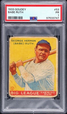 1933 Goudey Babe Ruth #53 Yellow - PSA 1 | eBay