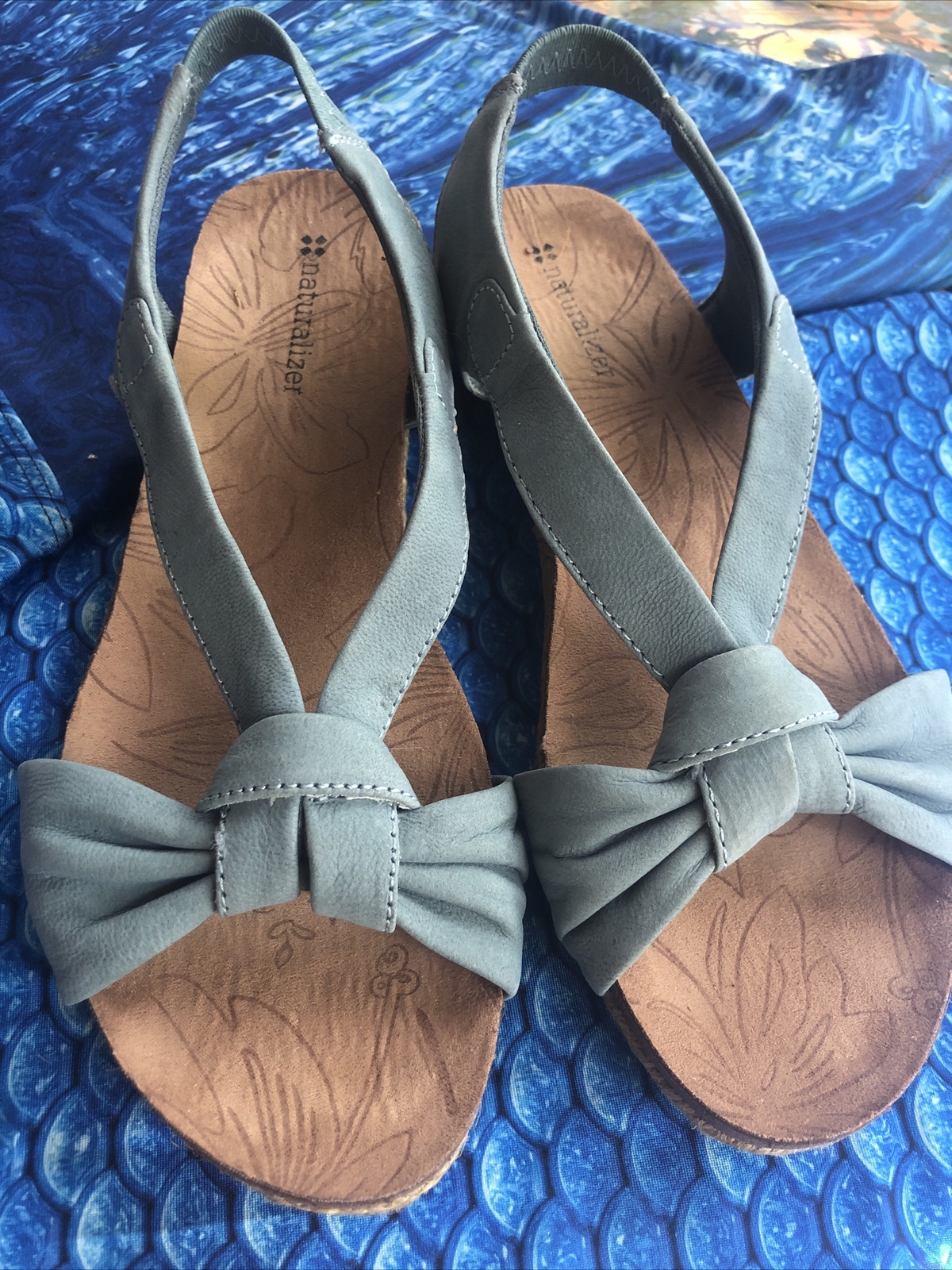 Rare Design Naturalizer Cute Ocean Blue Flat Sandals … - Gem