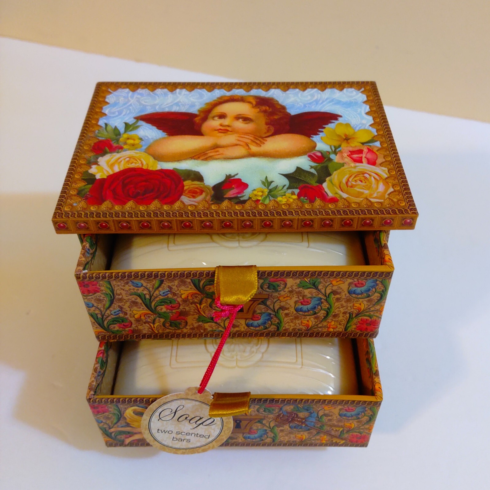 Punch Studio Angels Box 2 Bars of Jasmine Soap Red and Gold | eBay