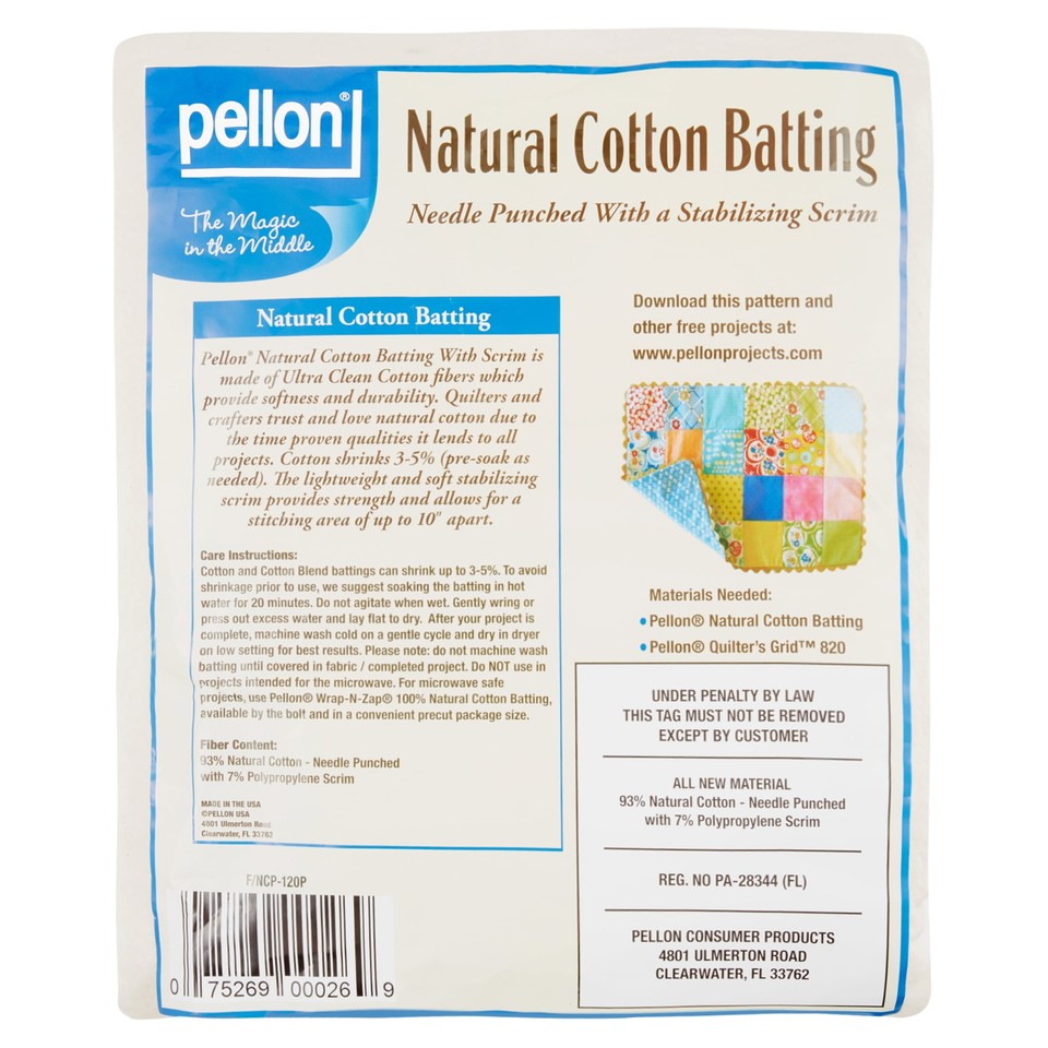 King 120" x 120" Precut Package Pellon Natural Cotton Batting. off-White. new | eBay