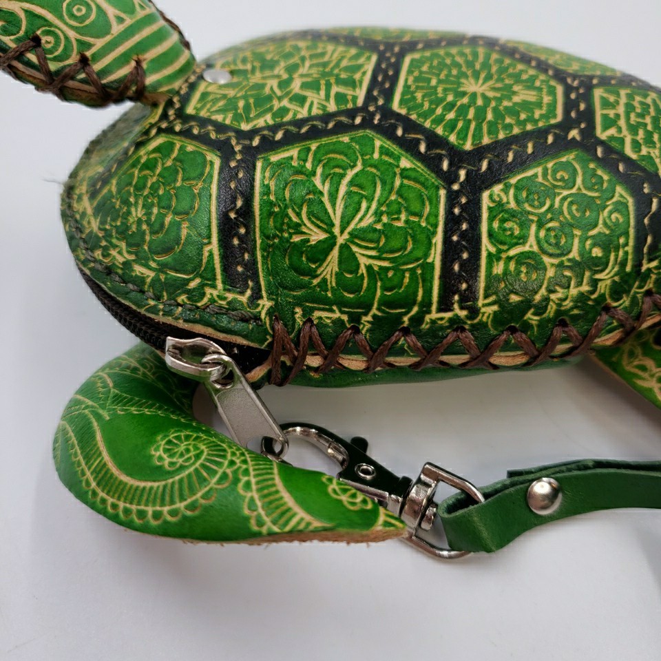 Handmade Leather Sea Turtle Wristlet Zipper Ocean Beach Mini Purse ...