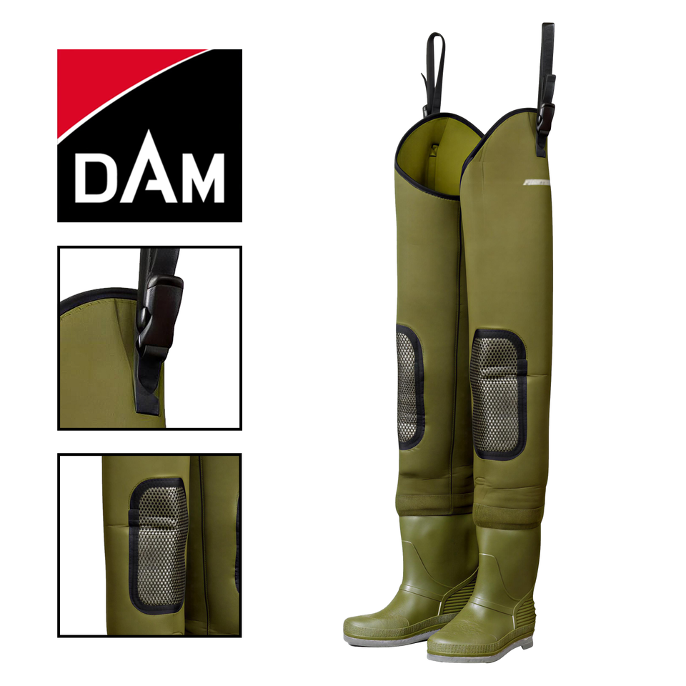 DAM Fighter Pro+ Neoprene Waterproof Hip Waders Fishing Outdoors ...