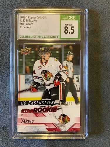 Upper Deck CHL Hockey 2018-19 Seth Jarvis Exclusives Rookie Card /100 ...