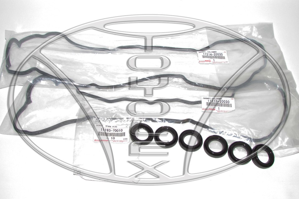 NEW GENUINE TOYOTA VALVE COVER GASKETS, WASHER SEALS & SPARK PLUG TUBE ...