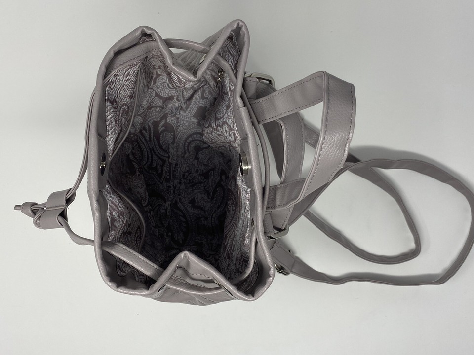 Bella Russo Faux Leather Quilted Backpack Bag Purse Straps Tan Gray ...