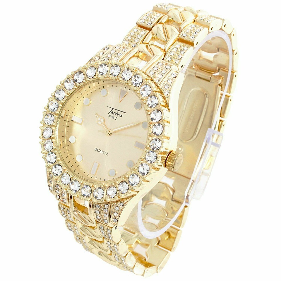 Hip Hop Iced Bling Rapper's Lab Diamond Metal 14K Gold PT Luxury ...