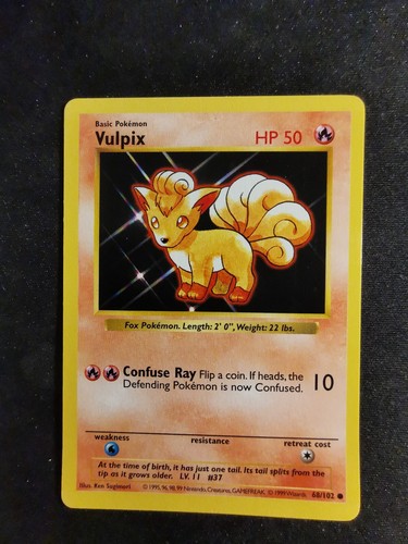 Vulpix 68/102 Shadowless Base Set Pokemon Card Wizard Of The Coast | eBay